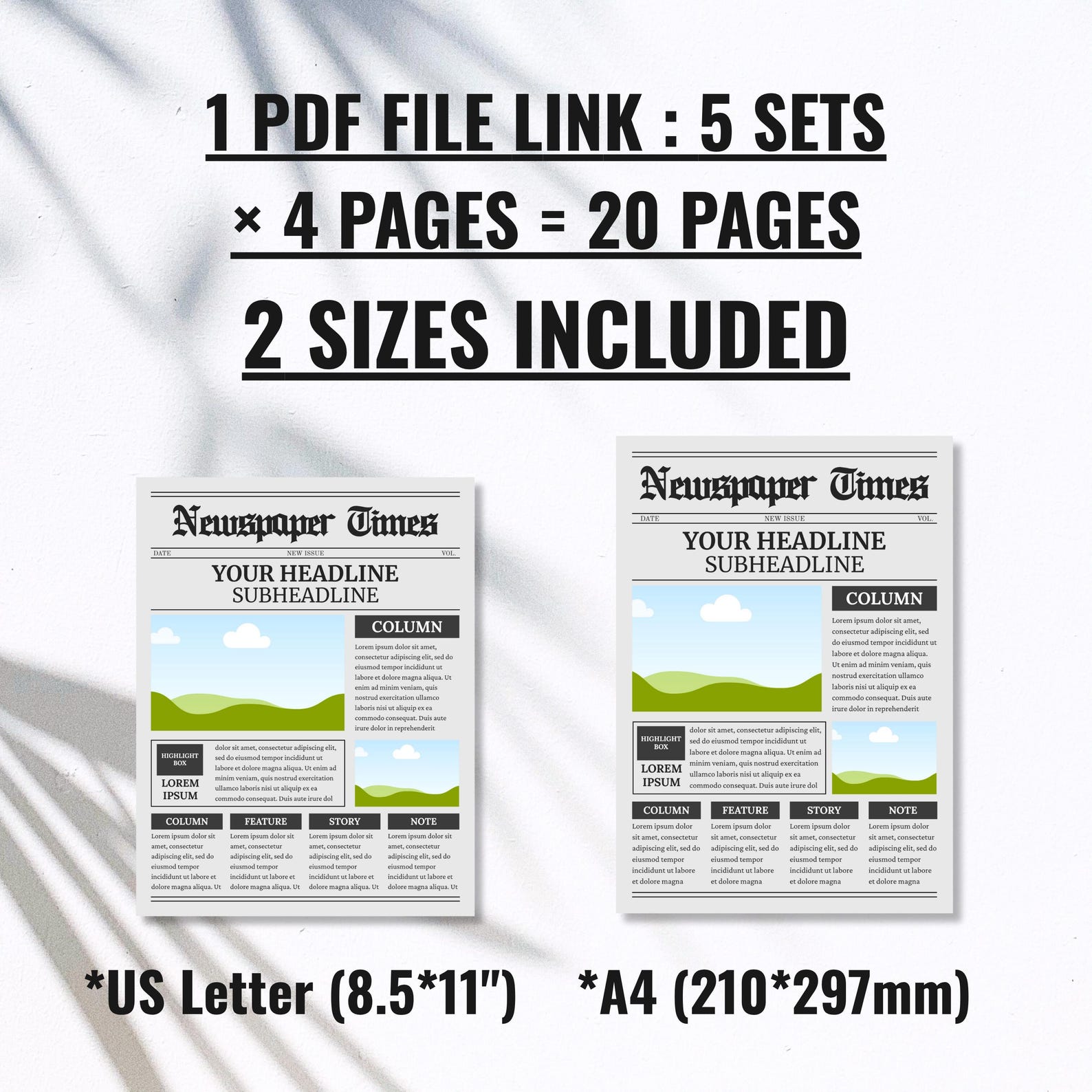 Editable Newspaper Canva Template Bundle|printable Fake Newspaper ...
