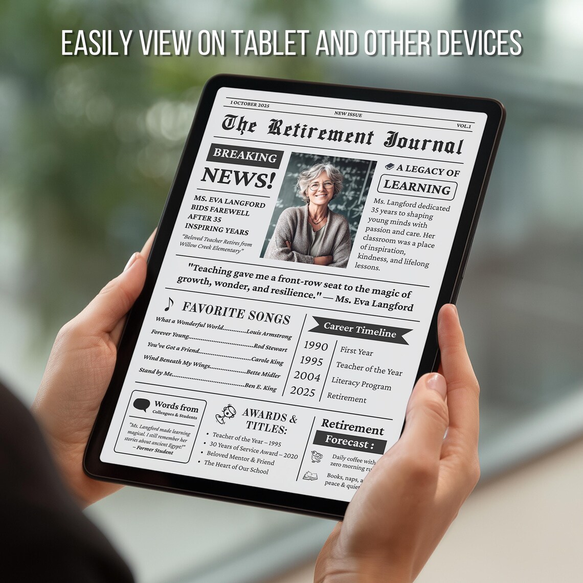 Editable Canva Retirement Newspaper Template | Retirement Party ...
