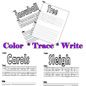 Christmas Word Tracing and Coloring Worksheets for Kids, 120 Pages ...