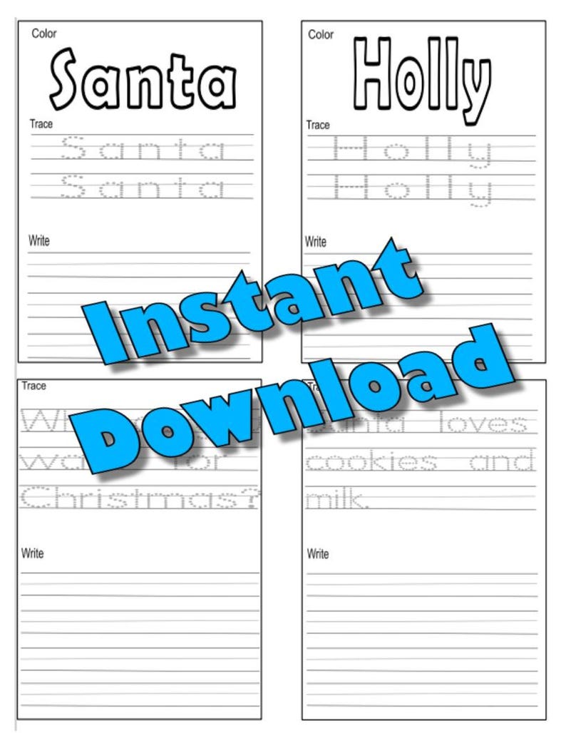 Christmas Word Tracing and Coloring Worksheets for Kids, 120 Pages ...