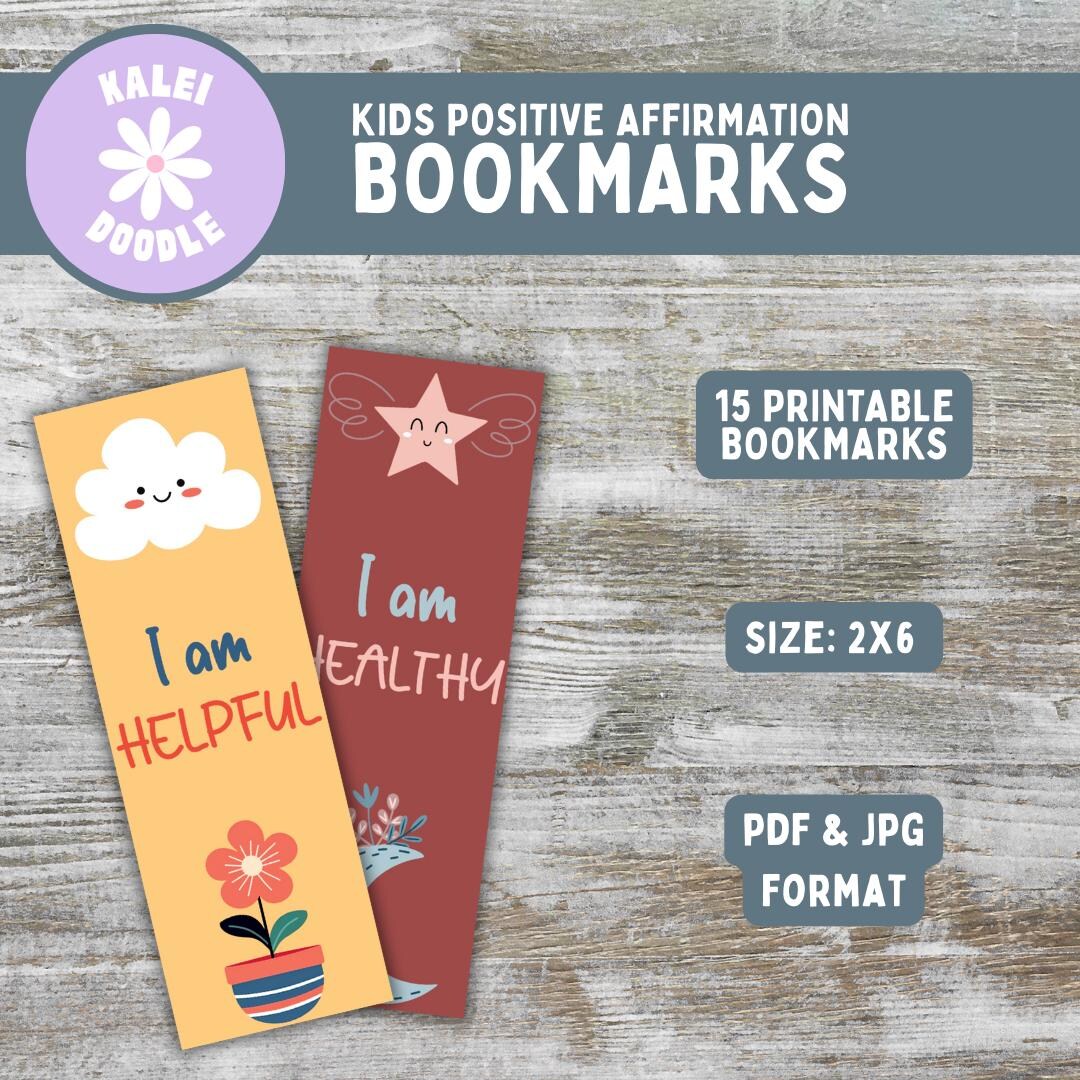 15 Positive Affirmation Bookmarks for Kids – Printable Motivational ...