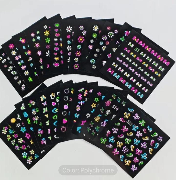 Multiple Sheets Nail Art Stickers.self Adhesive - Etsy