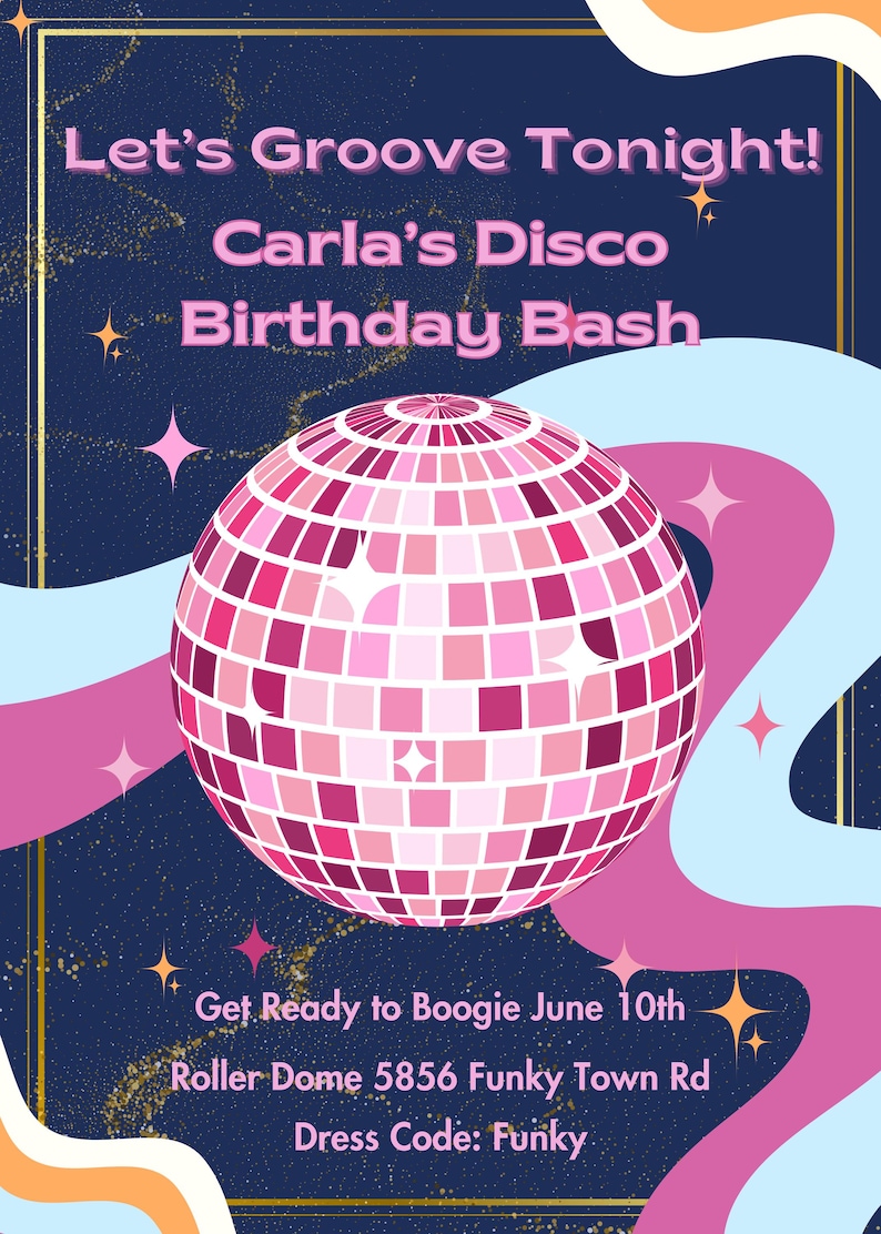 Retro 70s Disco Birthday Party Invitation. Let’s Groove Tonight! - Etsy