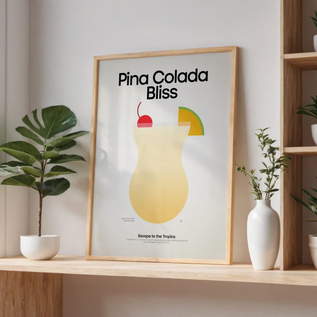 Pina Colada Print, Pina Colada Poster, Minimalist Kitchen Art, Alcohol ...