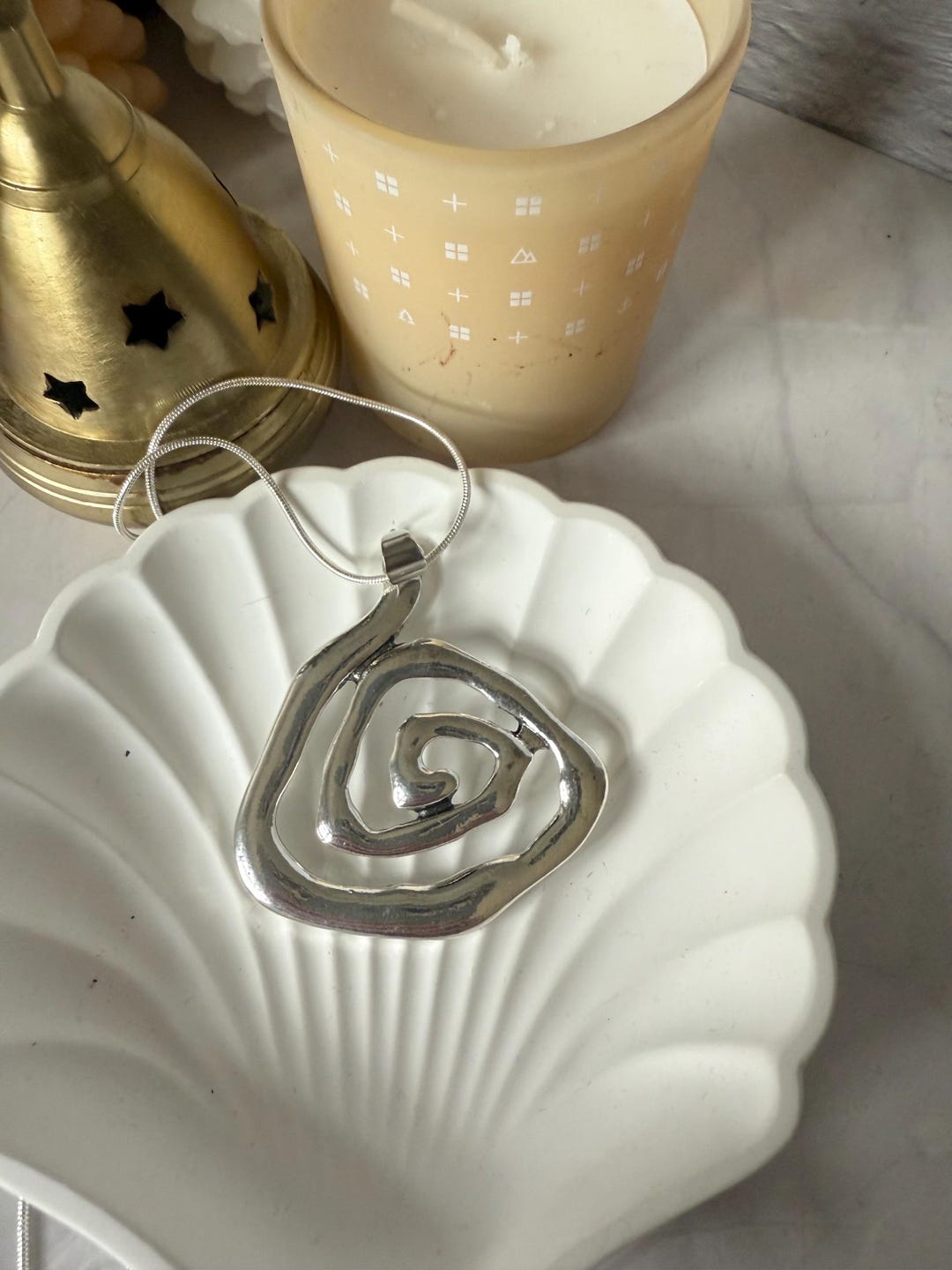 Silver Irregular Swirl Spiral Pendant Necklace - Etsy