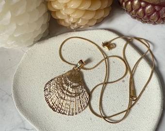 Large Shell Pendant Necklace, 24k Gold Plated Pendant, Gold Shell ...