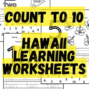 Hawaii-themed Count to 10 Coloring Pages | Educational Learning ...