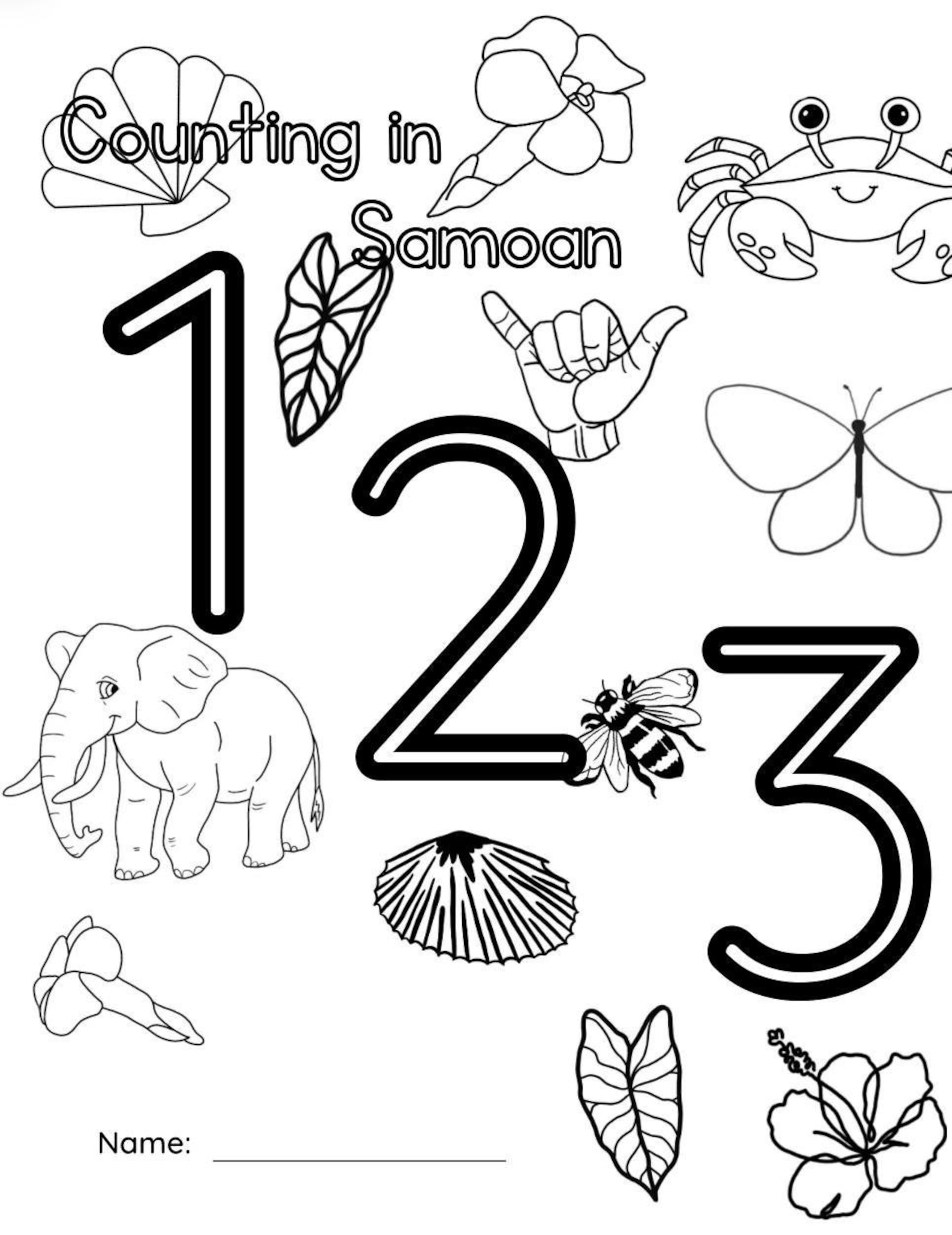 Counting in Samoan: Printable Coloring Pages for Kids | Digital ...