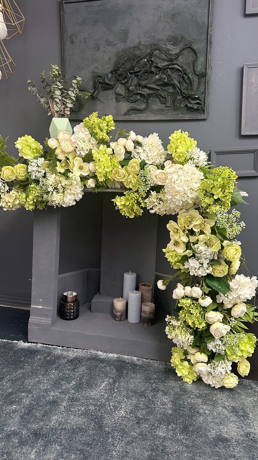 Artificial Hydrangea Long Garland 180cm – Wedding Floral Decoration for ...