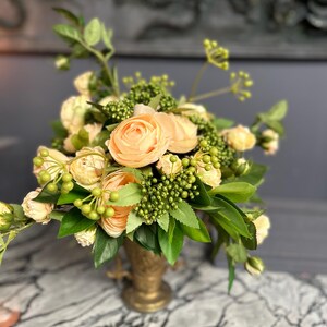 Elegant Artificial Flower Arrangement in Yellow Beige Tones With Roses ...