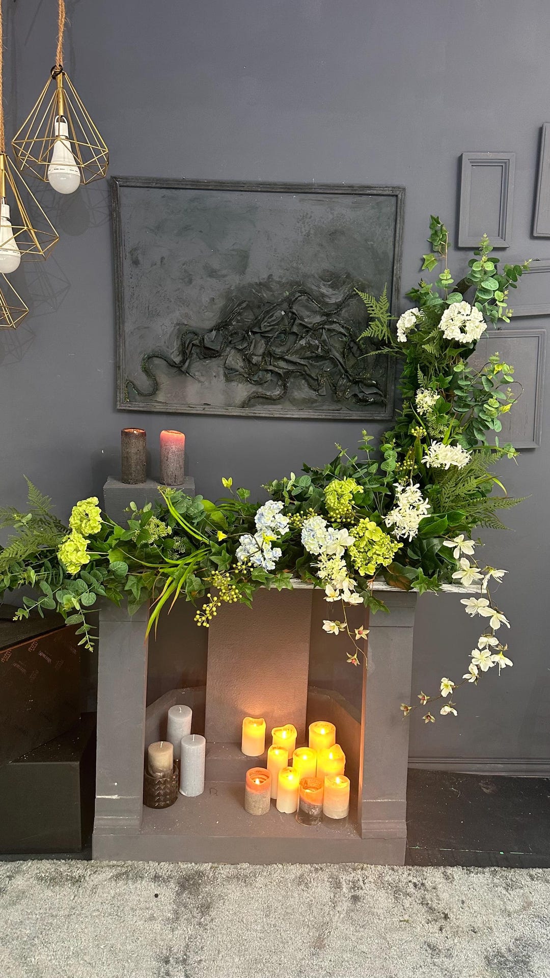 Artificial Fake Garland With Eucalyptus Plants, Hydrangea Greenery ...
