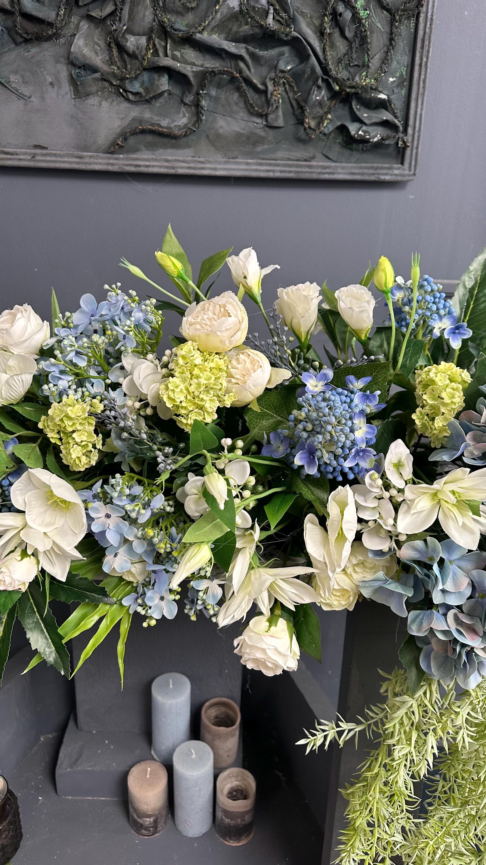 White and Blue Floral Garland – Perfect for a Mantel or Wedding Arch - Etsy