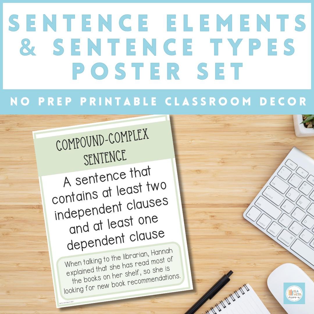 Types of Sentences and Clauses Posters | 14 Printable Posters - Etsy