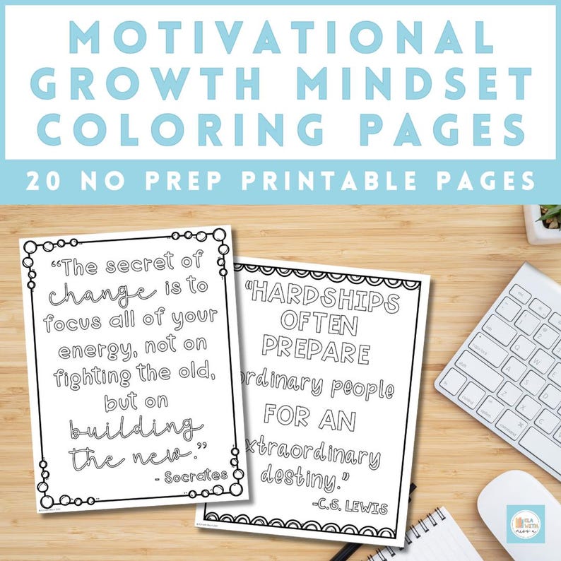 Growth Mindset Motivational Quote Coloring Pages for ELA Classroom - Etsy