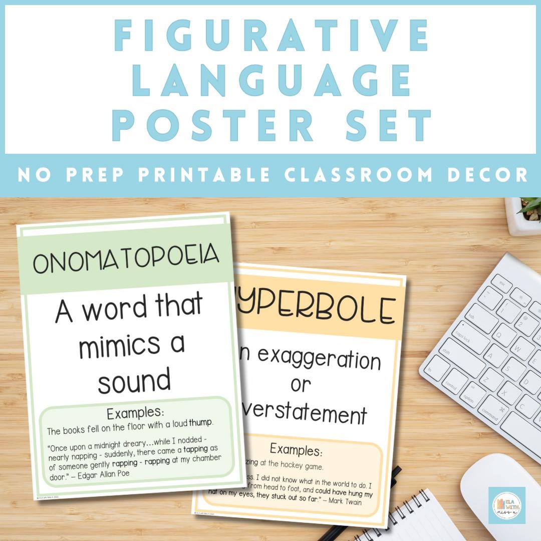 Figurative Language Posters | 15 Printable Posters for ELA - Etsy