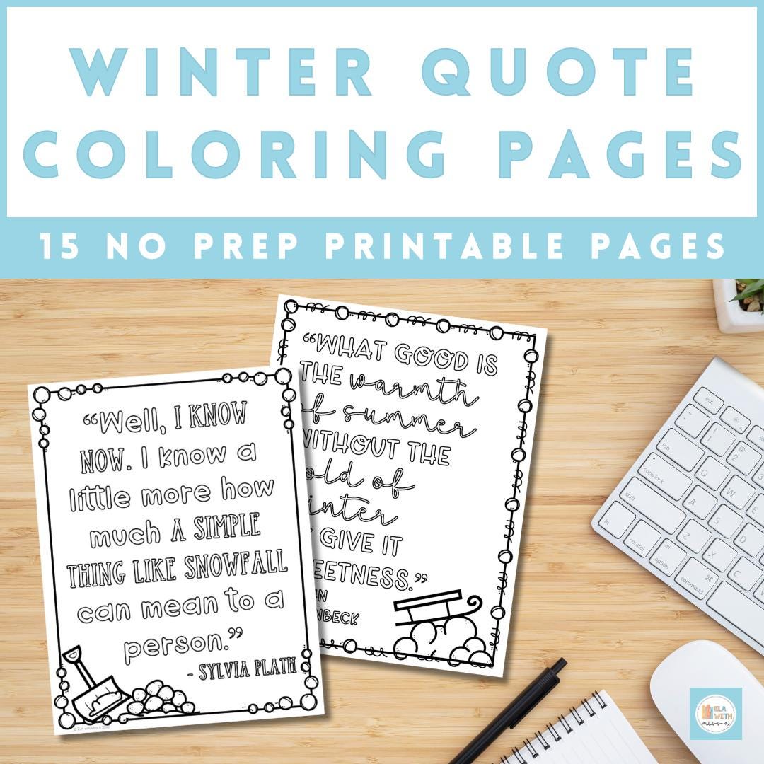Winter Quote Coloring Pages | Mindfulness Activity for ELA Classroom - Etsy