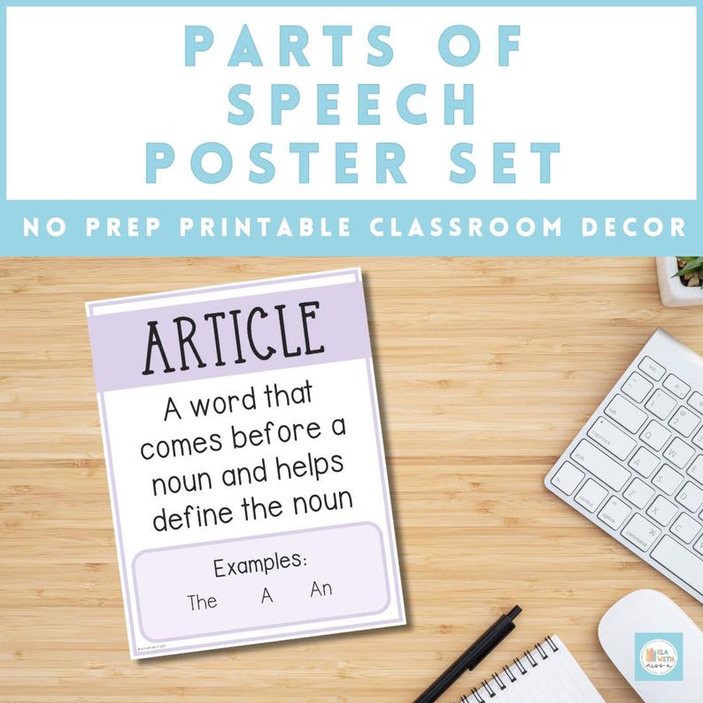 Parts of Speech Posters | 9 Printable Posters - Etsy