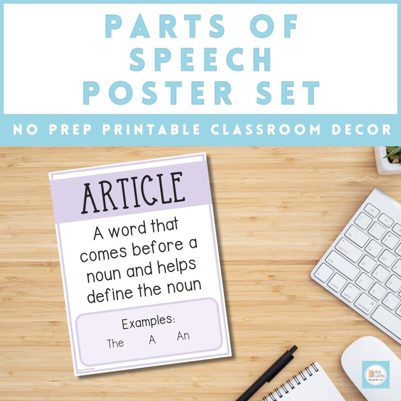 Parts of Speech Posters - Etsy