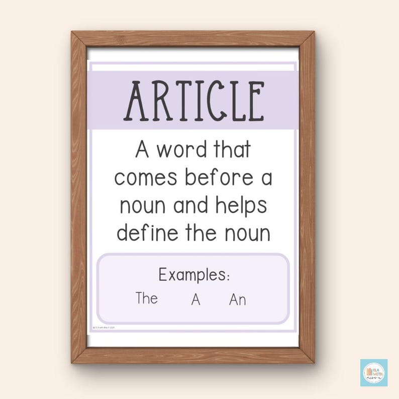 Parts of Speech Posters | 9 Printable Posters - Etsy