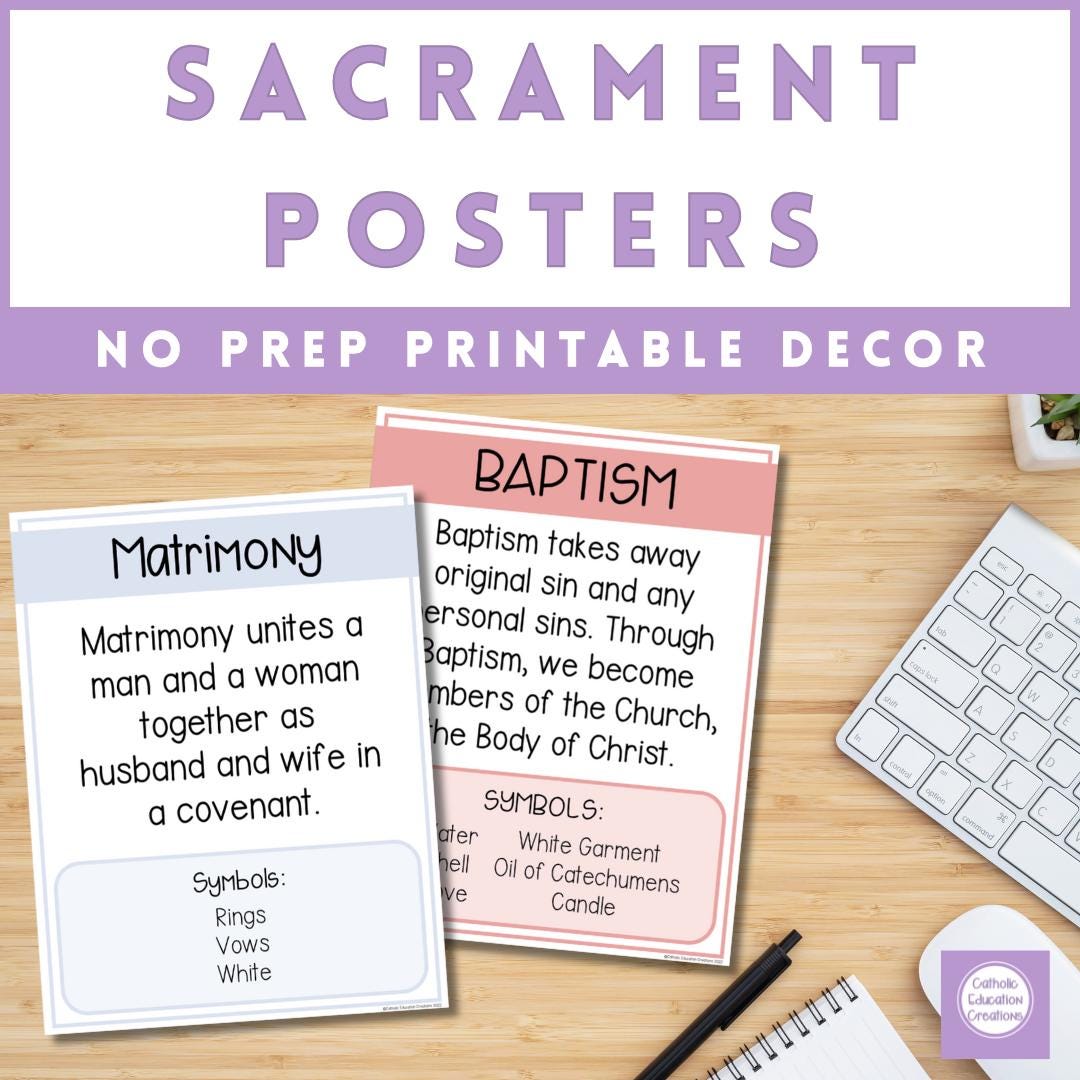 Sacrament Posters | Printable Rainbow Catholic Classroom Decor - Etsy