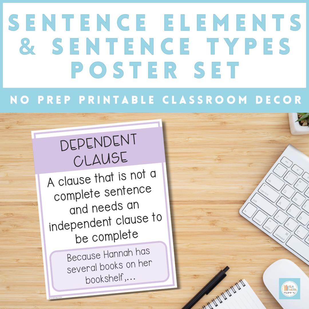 Types of Sentences and Clauses Posters | 14 Printable Posters for ELA ...