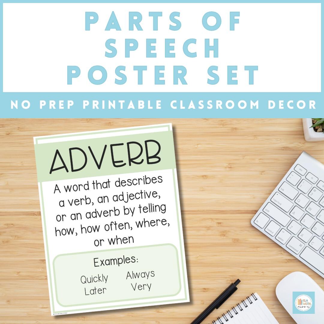 Parts of Speech Posters | 9 Printable Posters for ELA Classroom - Etsy