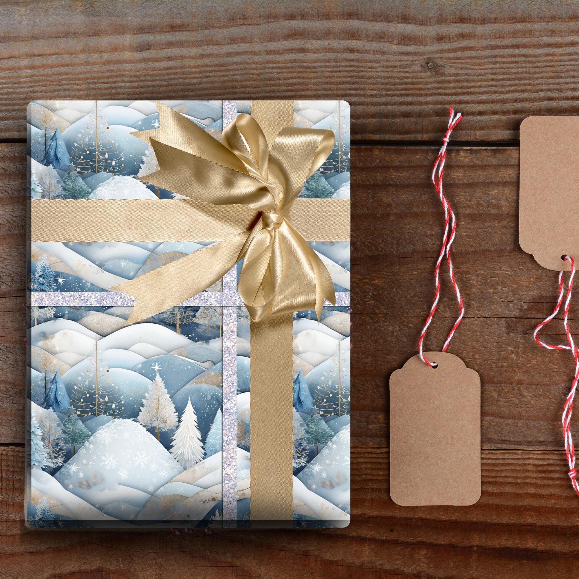 Winter Wonderland Gift Wrapping Paper Elegant Snowy Mountain Christmas ...