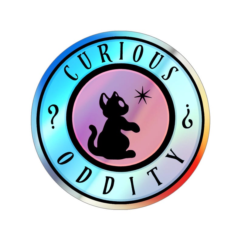 Holographic Stickers, Black Cat Design, Curious Oddity, Cute Animal ...