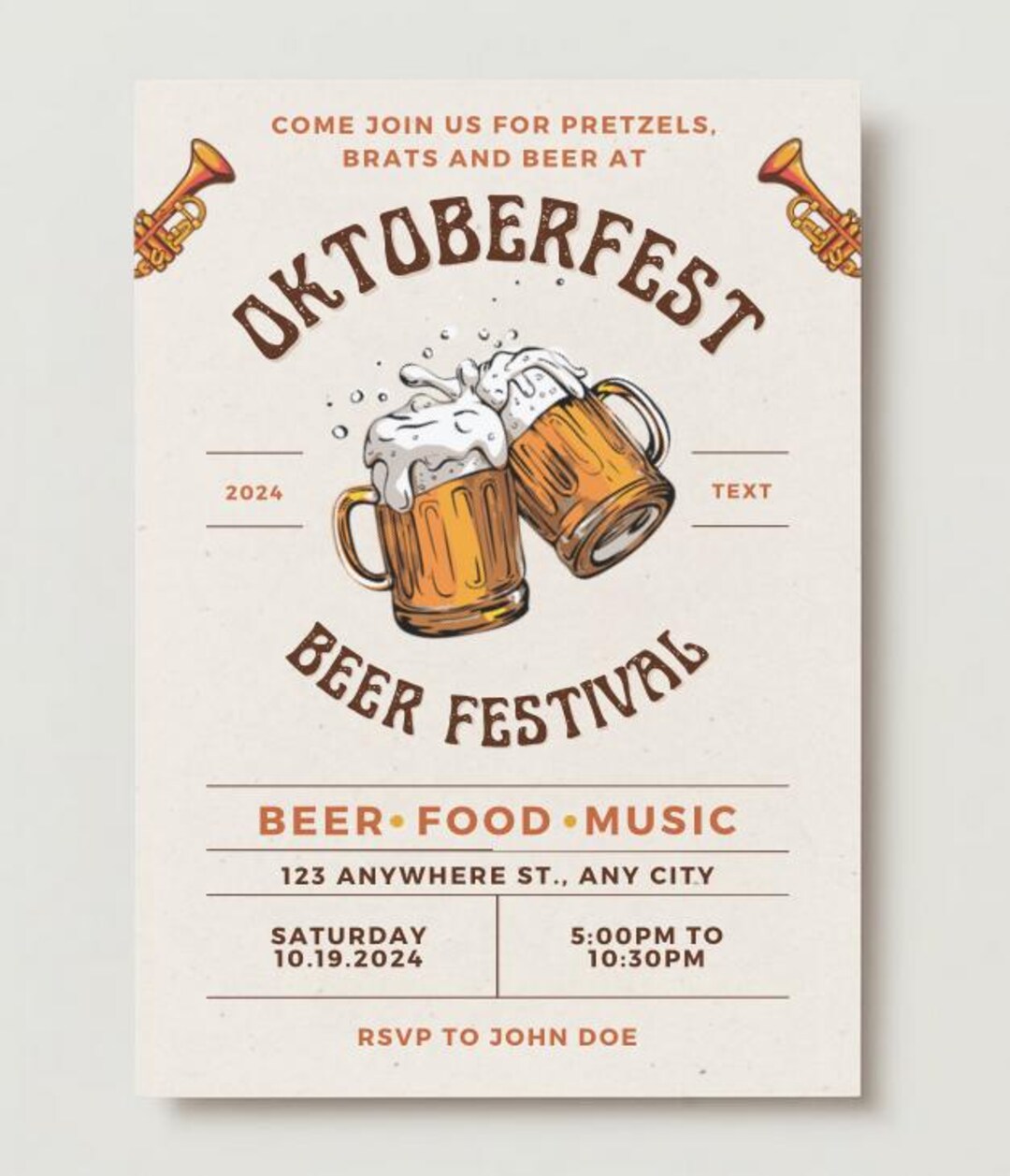 Editable Oktoberfest Invitation Template Instant Download Canva Design ...