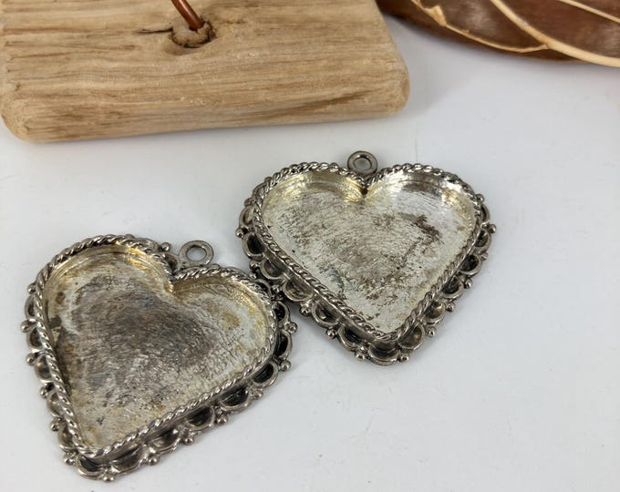 Silver Heart Bezels With Filigree Edges - Etsy