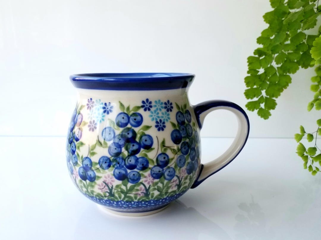 Handmade Polish Pottery Bubble Mug: Blueberry Stoneware, 16oz - Etsy