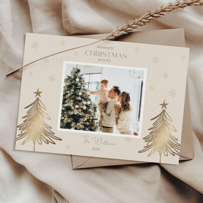 Gold Christmas Card - Etsy