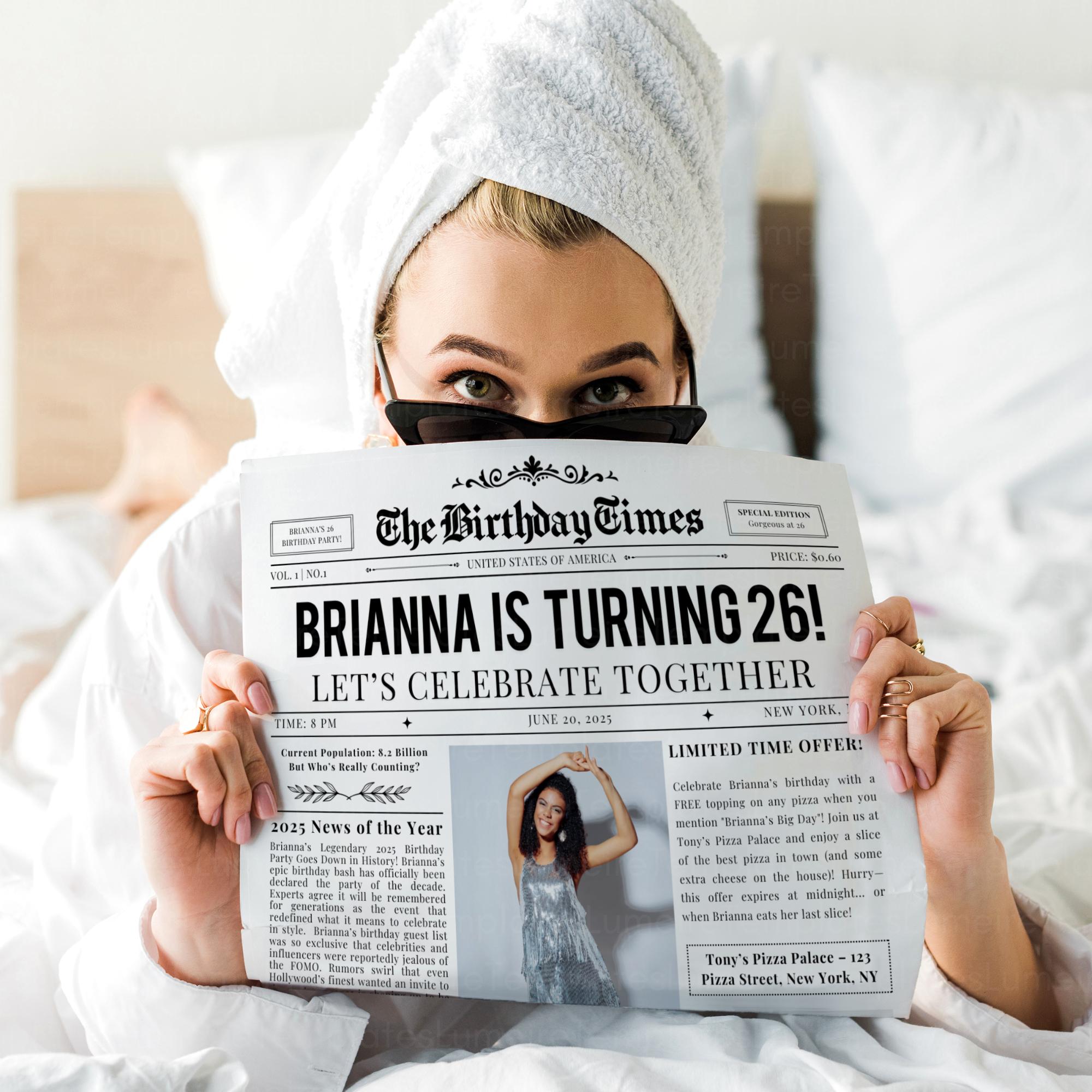 Fun Birthday Newspaper Template, Custom Newspaper for Birthday ...