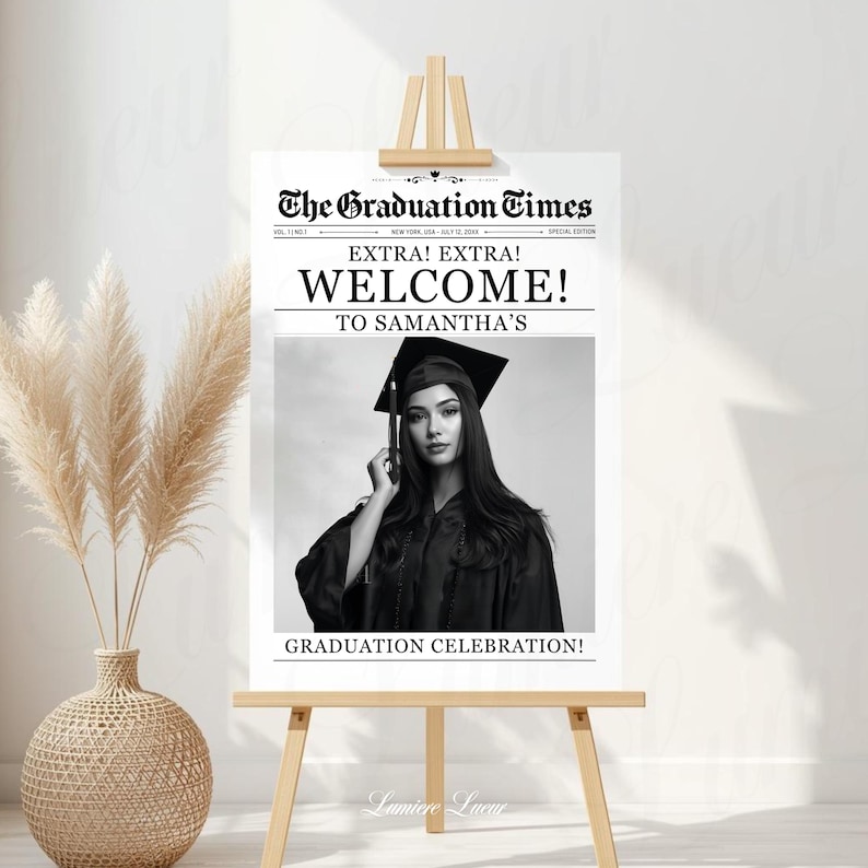 Newspaper Party Welcome Sign, Graduation Newspaper Welcome Sign ...