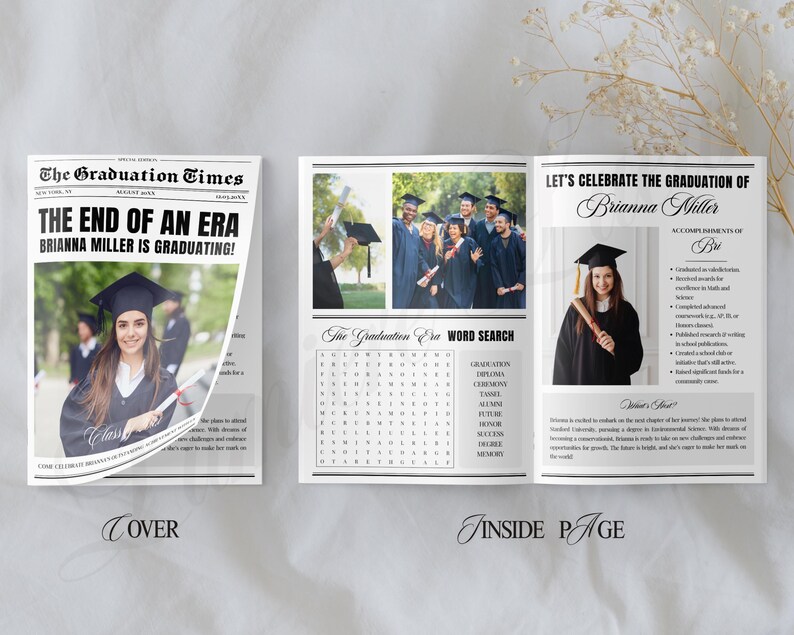 Graduation Newspaper Poster Template, Editable Newspaper Graduation ...