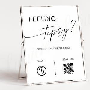 Feeling Tipsy, Tip Your Bartender Sign Template, Wedding Tip Jar Venmo ...