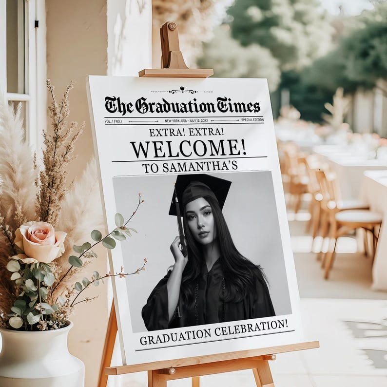 Newspaper Party Welcome Sign, Graduation Newspaper Welcome Sign ...