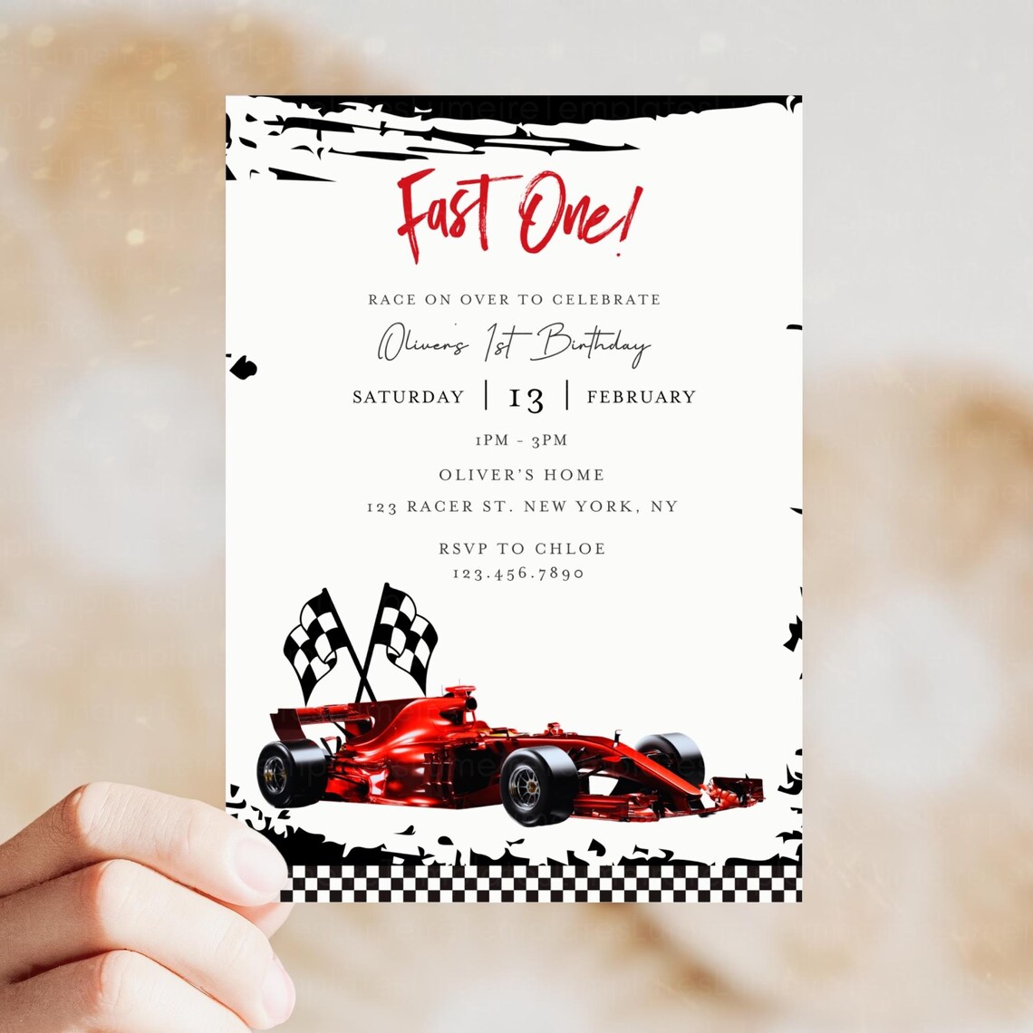 EDITABLE Fast One Birthday Invitation Template, Race Car Birthday Photo ...