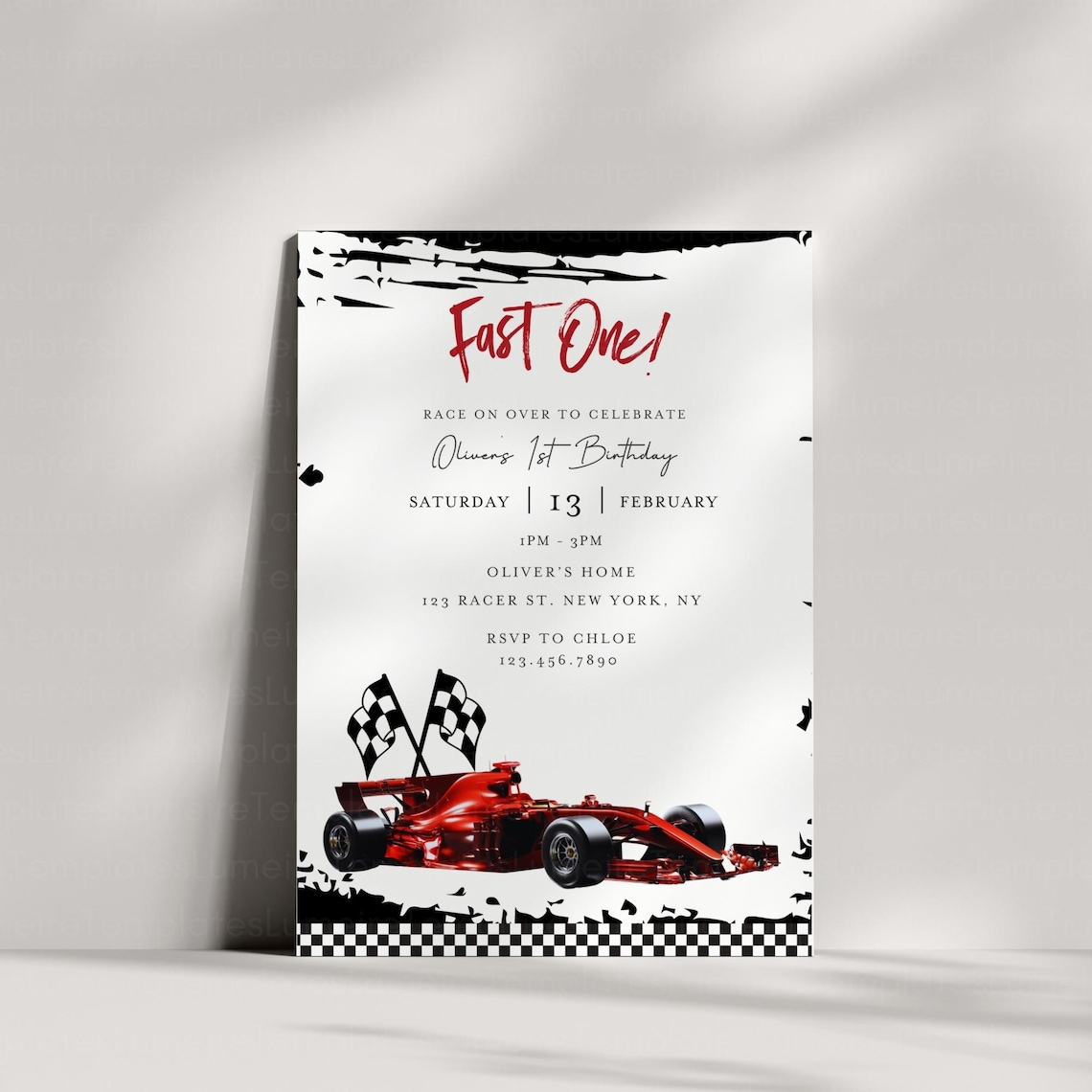EDITABLE Fast One Birthday Invitation Template, Race Car Birthday Photo ...