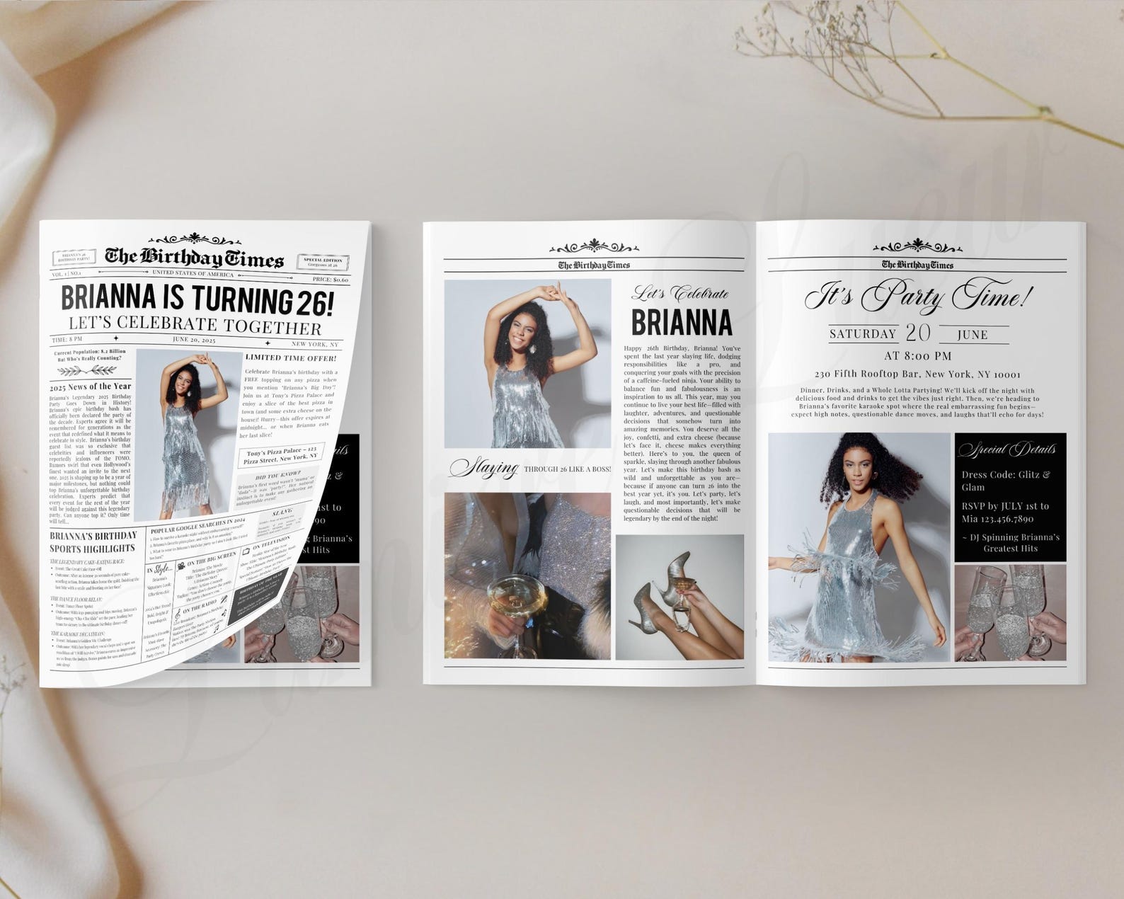 Fun Birthday Newspaper Template, Custom Newspaper for Birthday ...