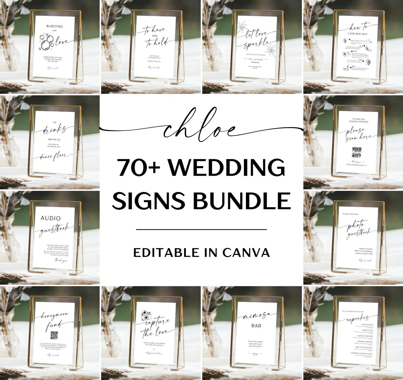 70+ Wedding Reception Signs Templates Bundle, Bridal Shower Minimalist ...