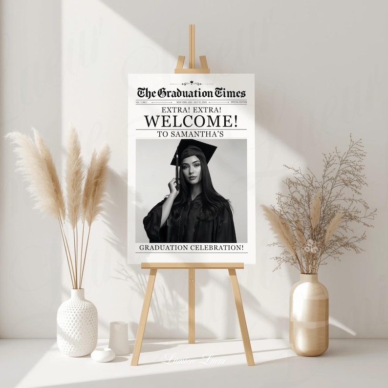 Newspaper Party Welcome Sign, Graduation Newspaper Welcome Sign ...