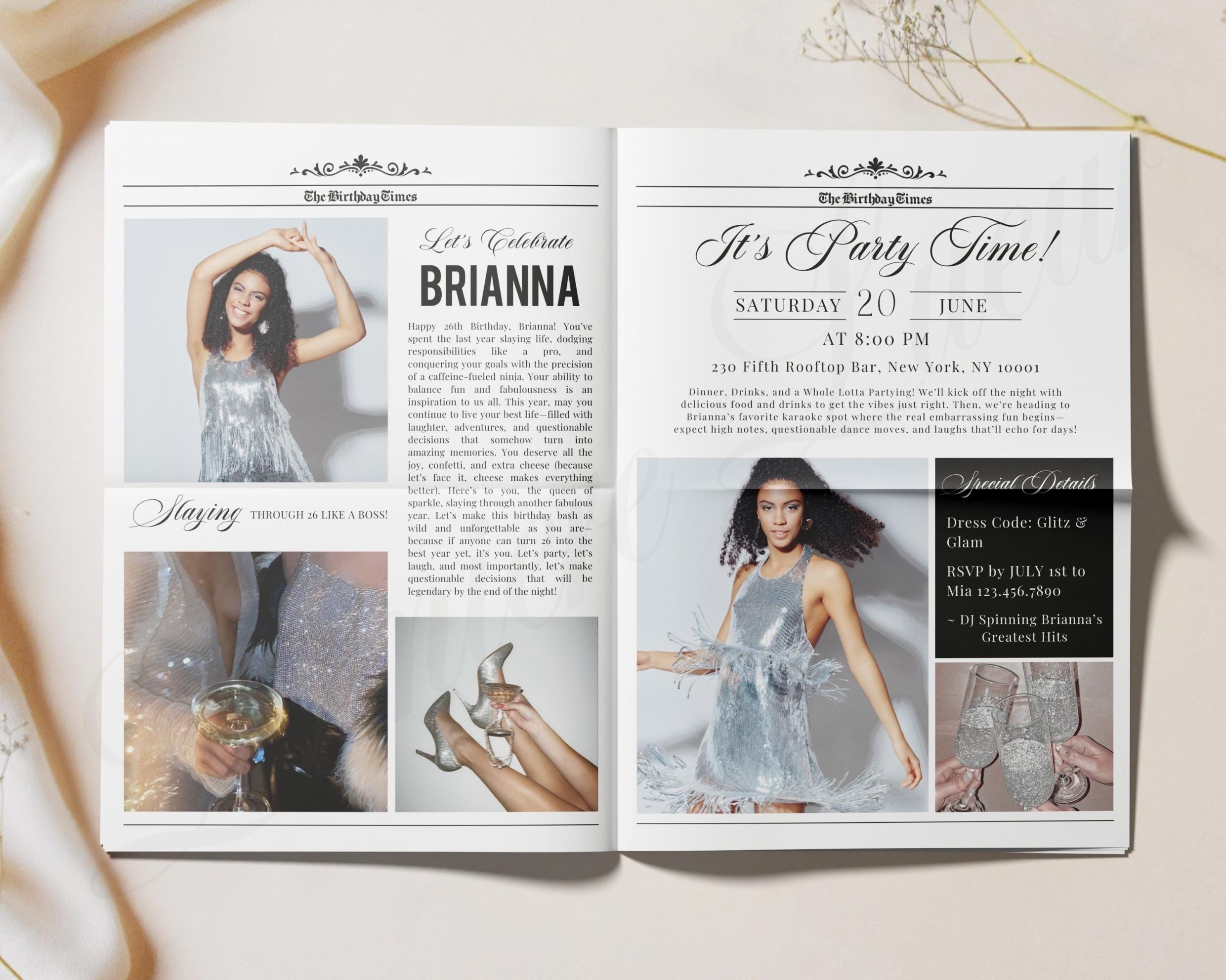 Fun Birthday Newspaper Template, Custom Newspaper for Birthday ...