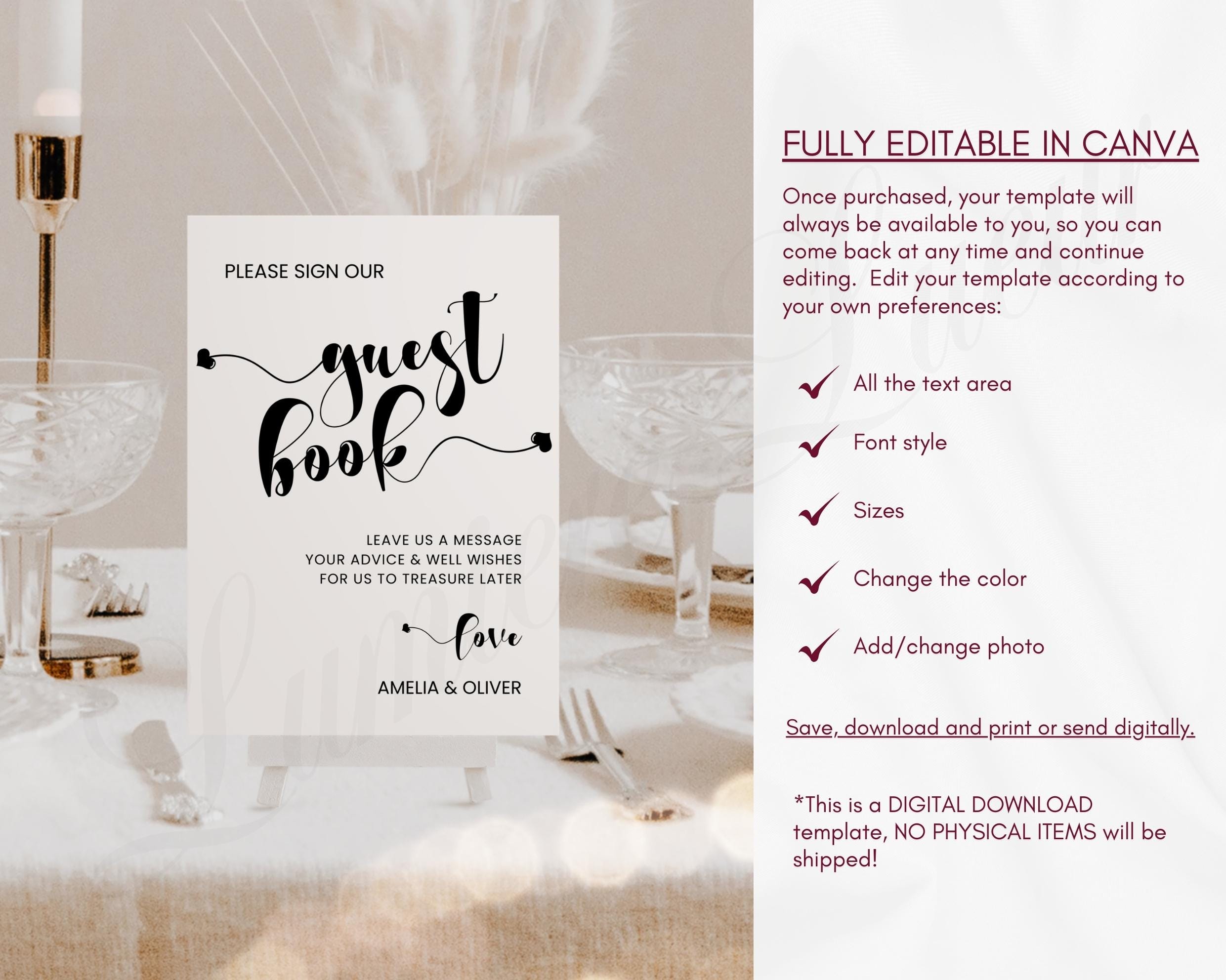 Please Sign Our Guestbook Sign, Wedding Guest Book Sign, Minimalist ...