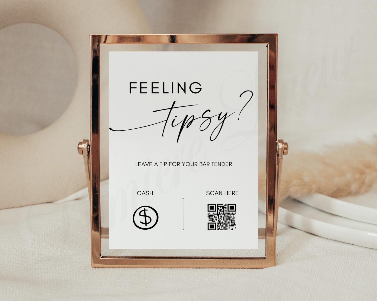 Feeling Tipsy, Tip Your Bartender Sign Template, Wedding Tip Jar Venmo ...