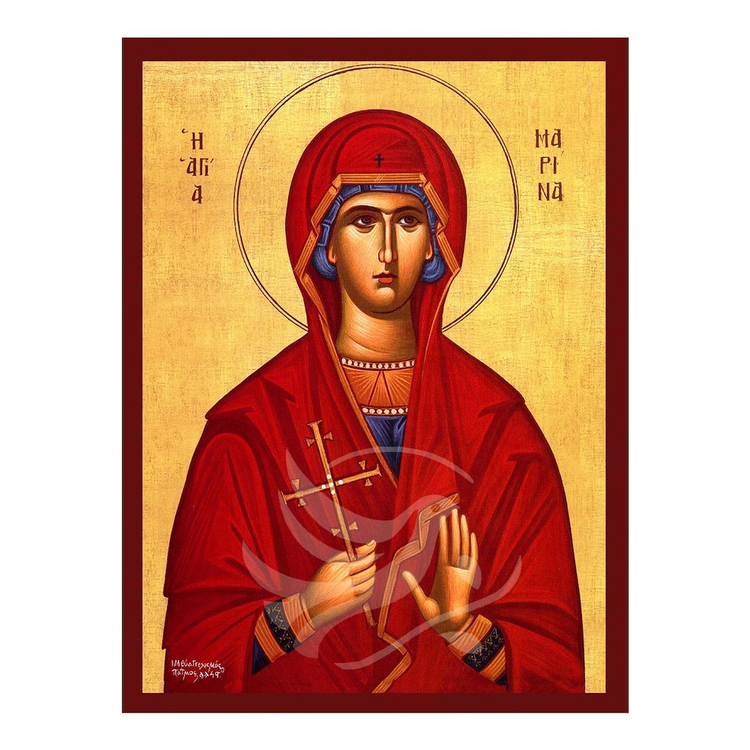 Saint Marina Icon, Handmade Byzantine Icon of Saint Marina, Religious ...