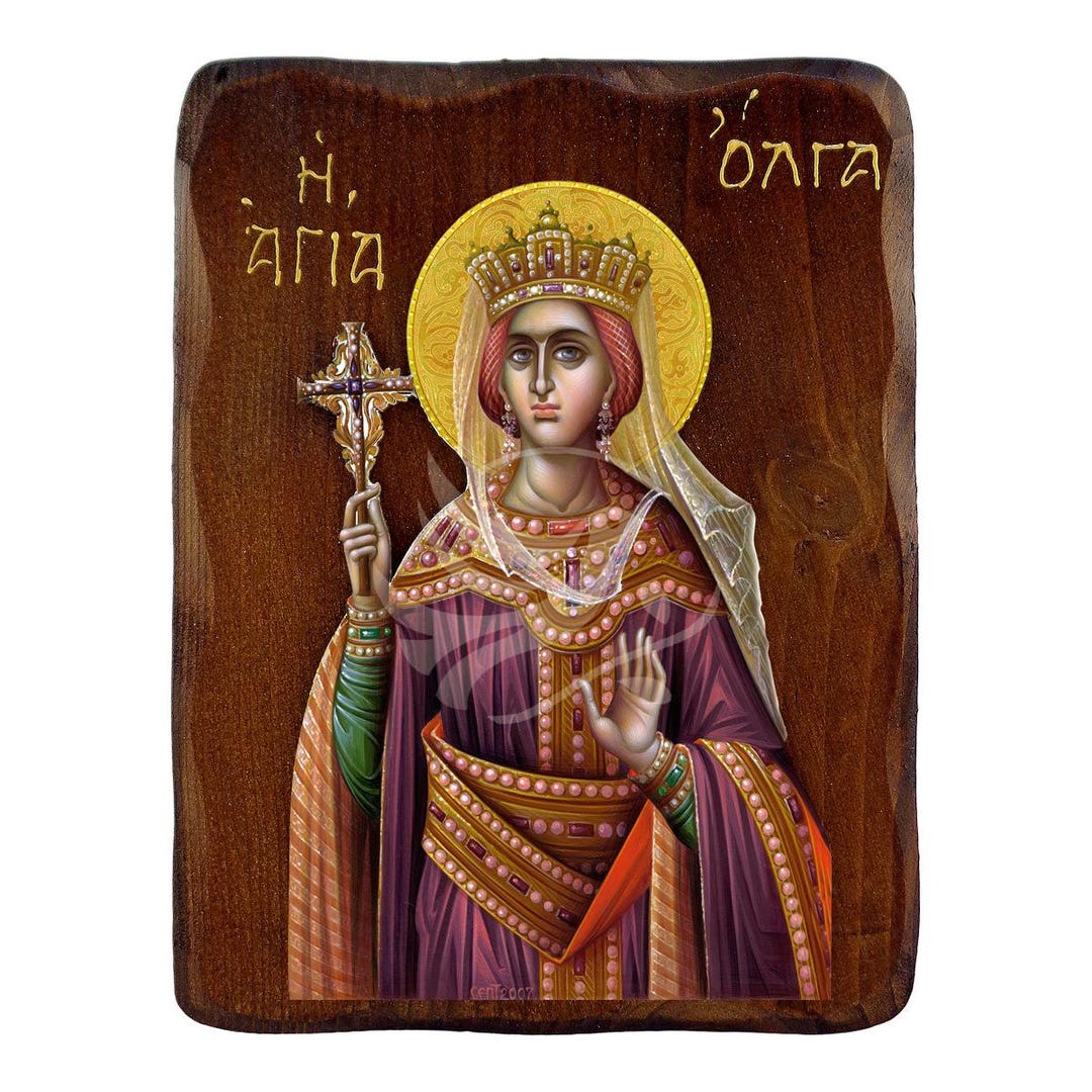 Saint Olga Icon, Handmade Greek Orthodox Icon of St Olga, Byzantine Art ...