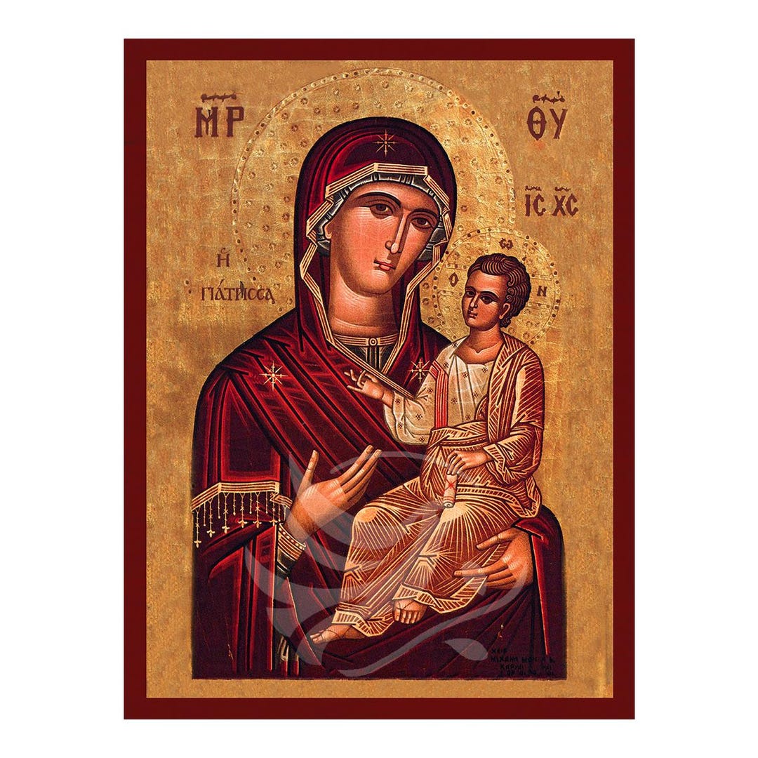 Virgin Mary the Healer Icon, Handmade Greek Icon of Virgin Mary the ...