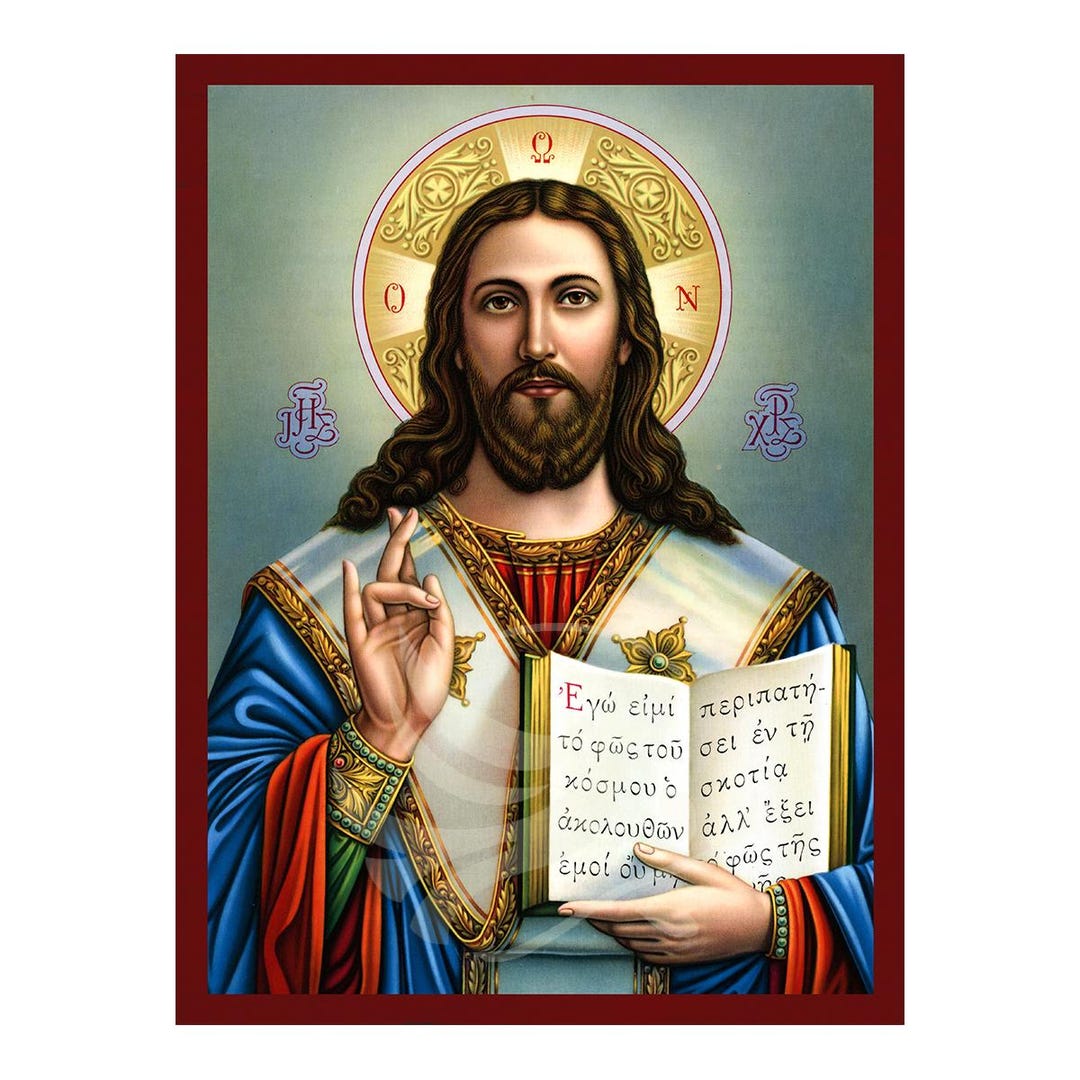 Jesus Christ the Light of the World Icon, Handmade Greek Orthodox Icon ...