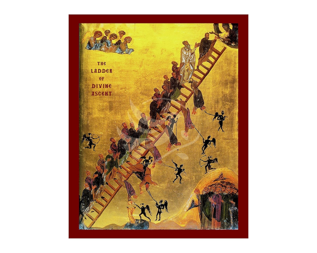 The Ladder of the Divine Ascent Icon, Handmade Icon of Ladder Divine ...